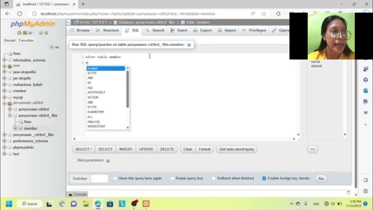 Penjelasan create,alter,dan drop di aplikasi Xampp - YouTube