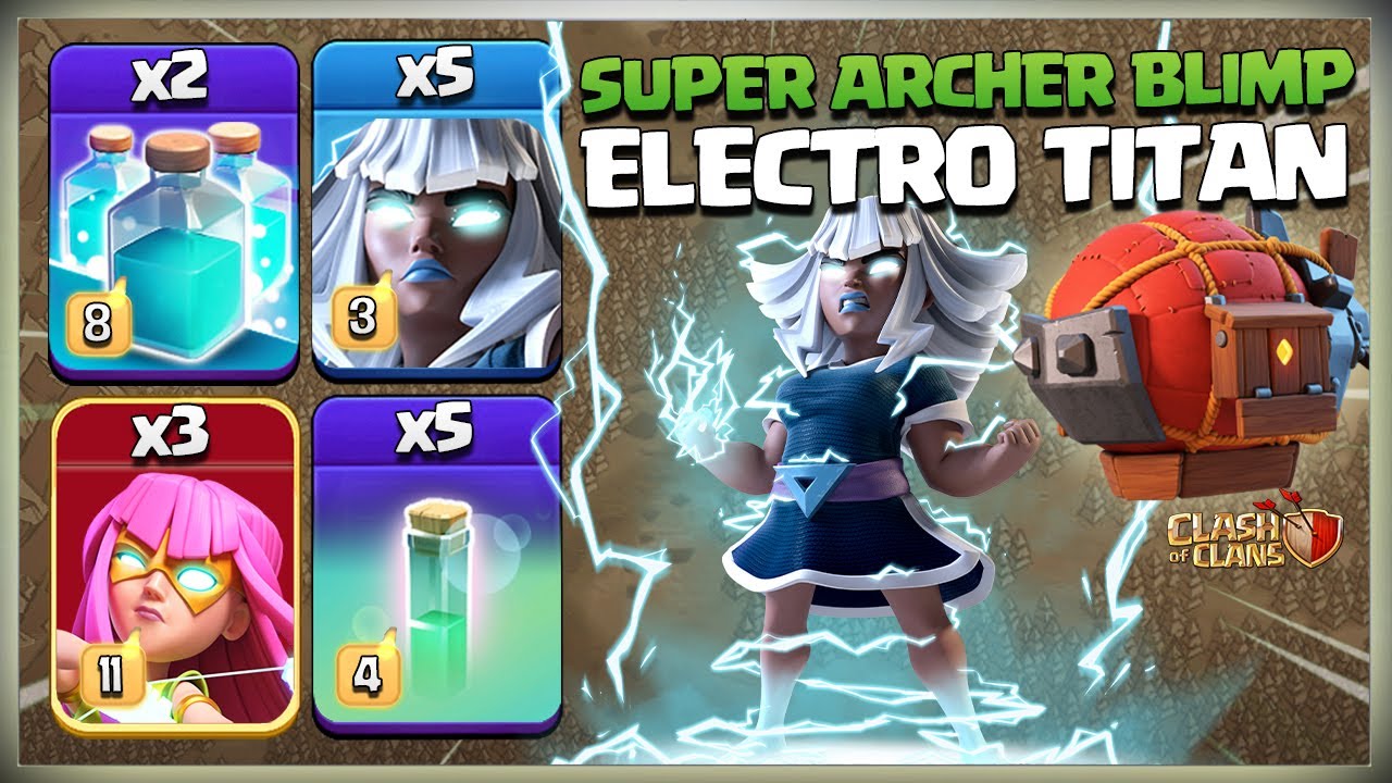 TH15 Super Archer Blimp Electro Titan | SAB Electro Titan Smash killing ...