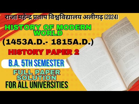 History of modern world (1453-1815) BA 5th semester history paper 2 ...