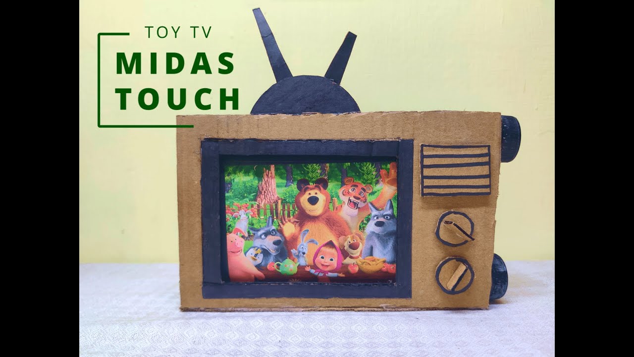 DIY making of TOY TV.. Masha & the bear channel using CARDBOARD - YouTube