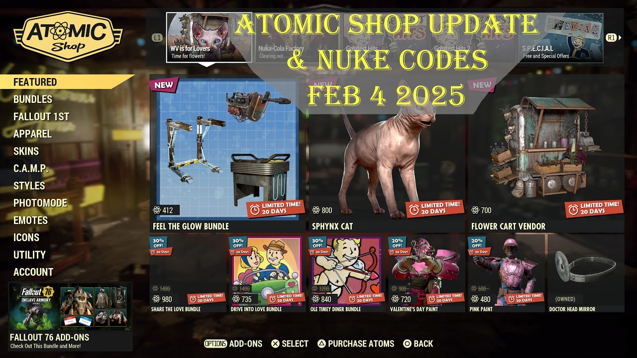 Fallout 76 Atomic Shop Update with Nuke Codes Feb 4 2025 - YouTube