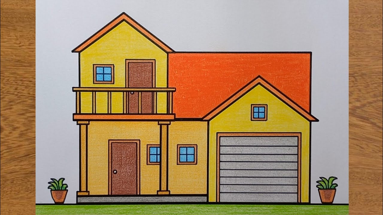 How to draw a level house || The method is very easy - Easy house ...