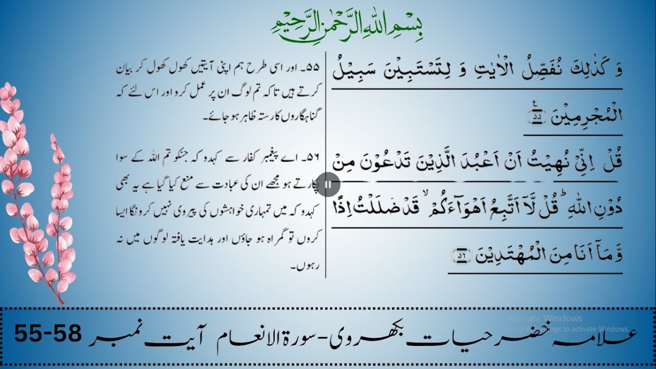 Surah 6 |Inaam |Ayat no 55-58 | Allama | Khizar |Hayat| ,سورۃ الانعام ...