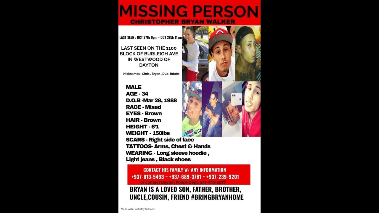 34 YEAR OLD CHRISTOPHER BRYAN WALKER IS MISSING FROM DAYTON OHIO - YOU ...