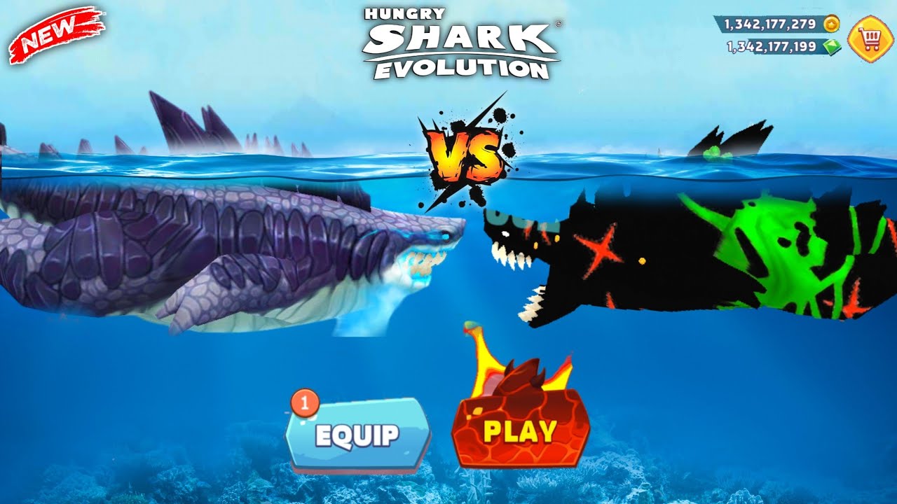 Hungry Shark Evolution - Big Sharkjira Vs Big Enemy Evil Black ...