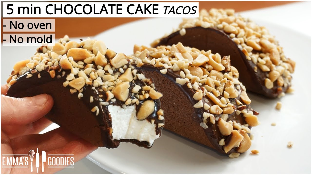 5 MINUTE Soft CHOCOLATE CAKE Tacos! No Oven - No mould required - YouTube