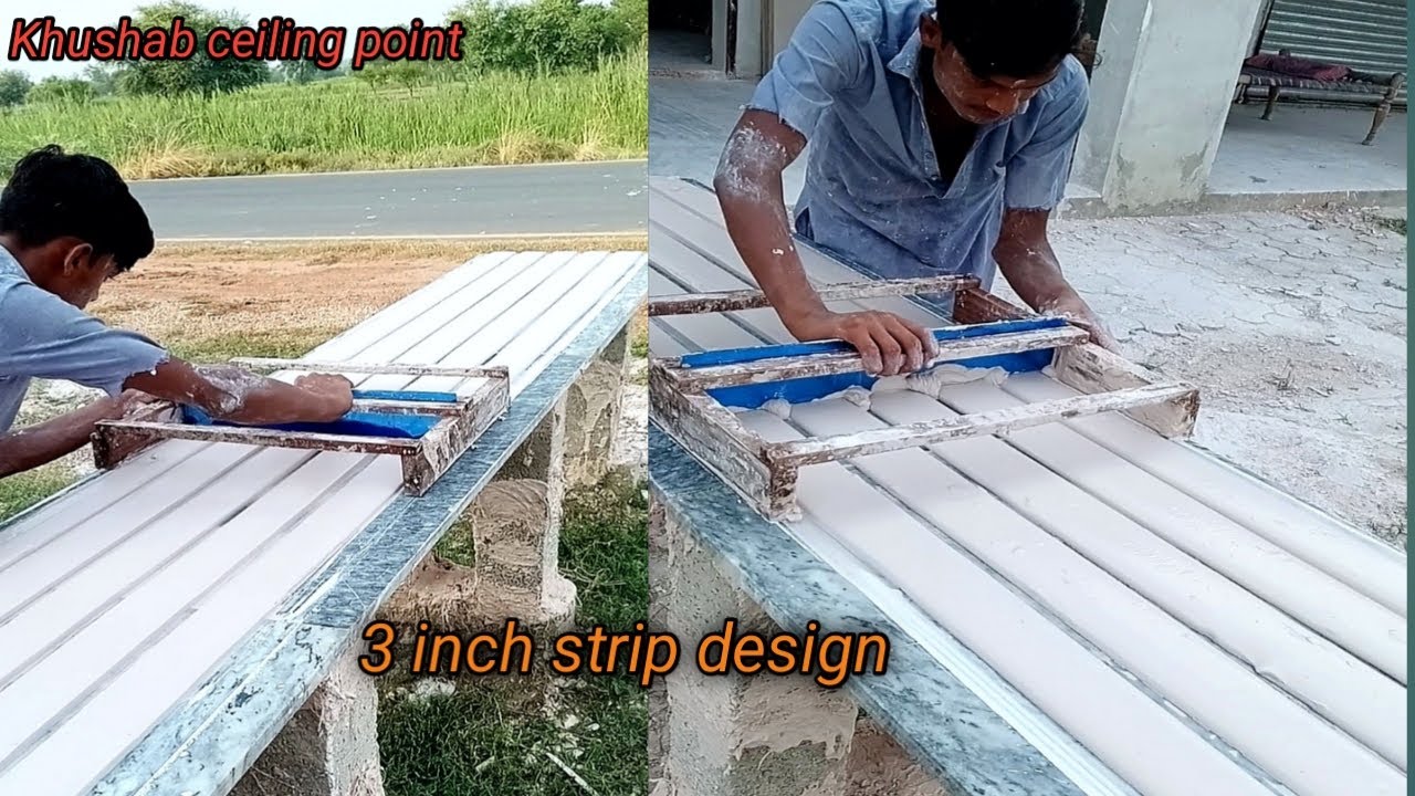 How to make strip design pop ceiling - YouTube