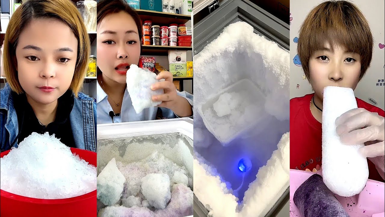 ASMR WHITE ICE EATING / FREEZER FROST EATING - YouTube