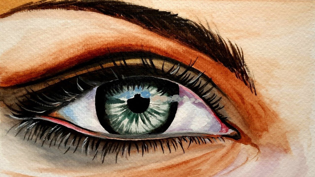 How To Draw A Realistic Eye / Realistic Eye Painting By Watercolor ...