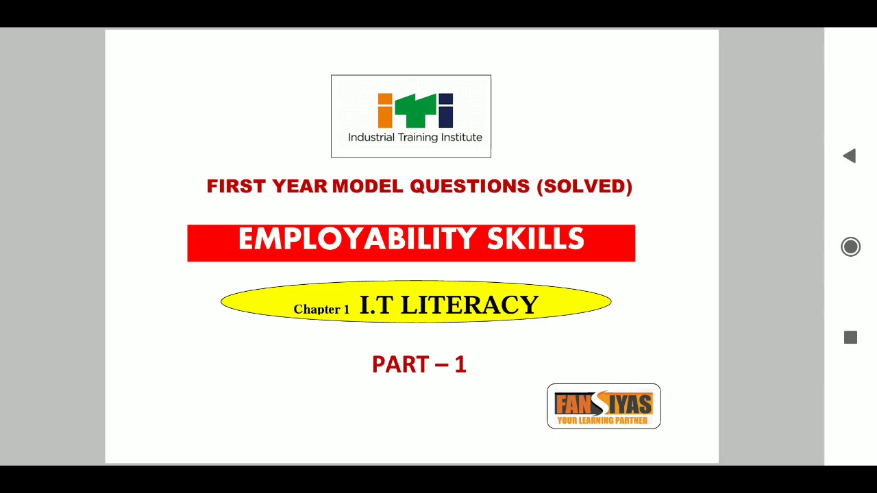 ITI Employability skills First Year model questions solved, IT literacy ...