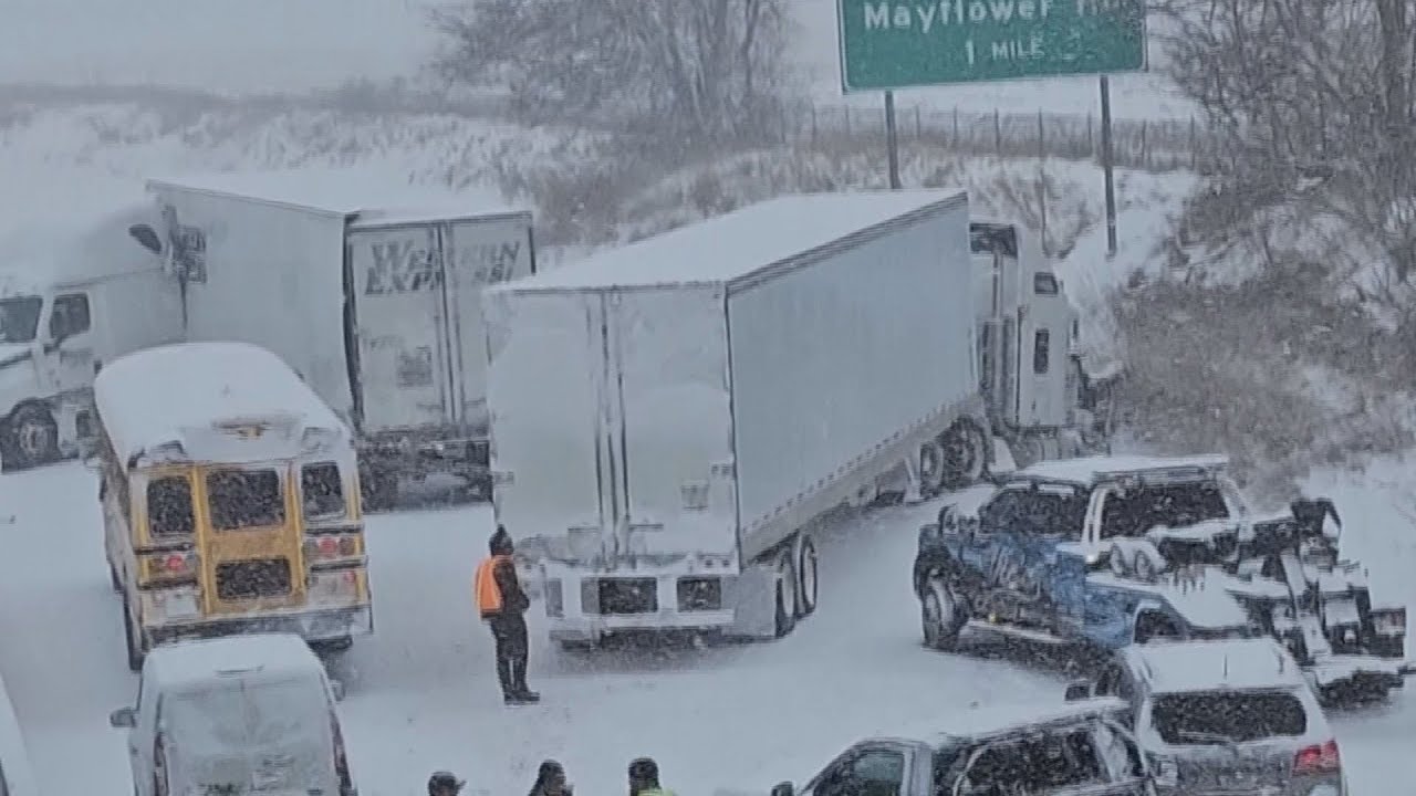 VIDEO | Snow covered roads cause 15-car pileup on Interstate 94 in ...