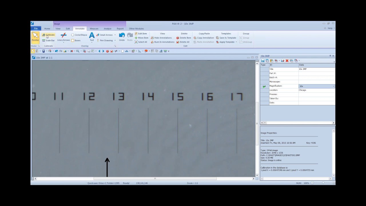PAX-it Image Analysis Software Calibration Process - YouTube