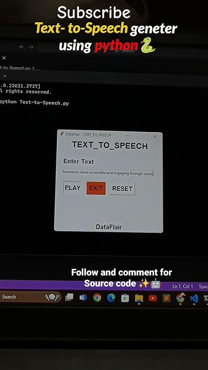 Text To Speech Geneter Using Python🐍 Shortsfeed Pythonprogramming Python Pythonshub2