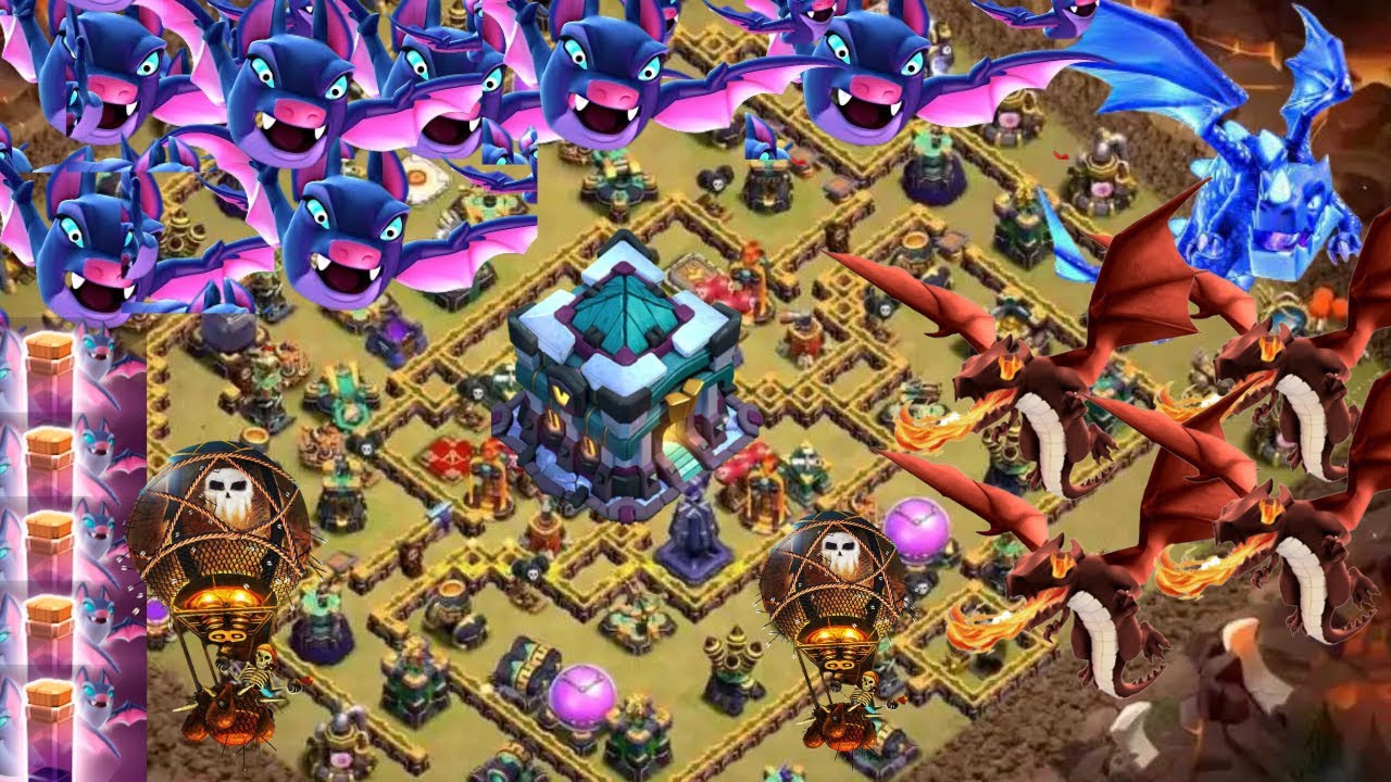 dragon Attack with bats spell Strategy Th13 - Legend League Attacks ...