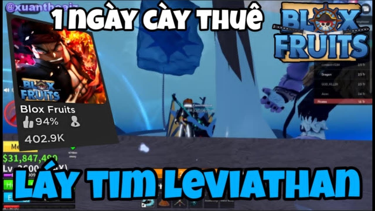 1 Ngày Cày Thuê Lấy Tim Leviathan Trong Bloxfruit Roblox - YouTube