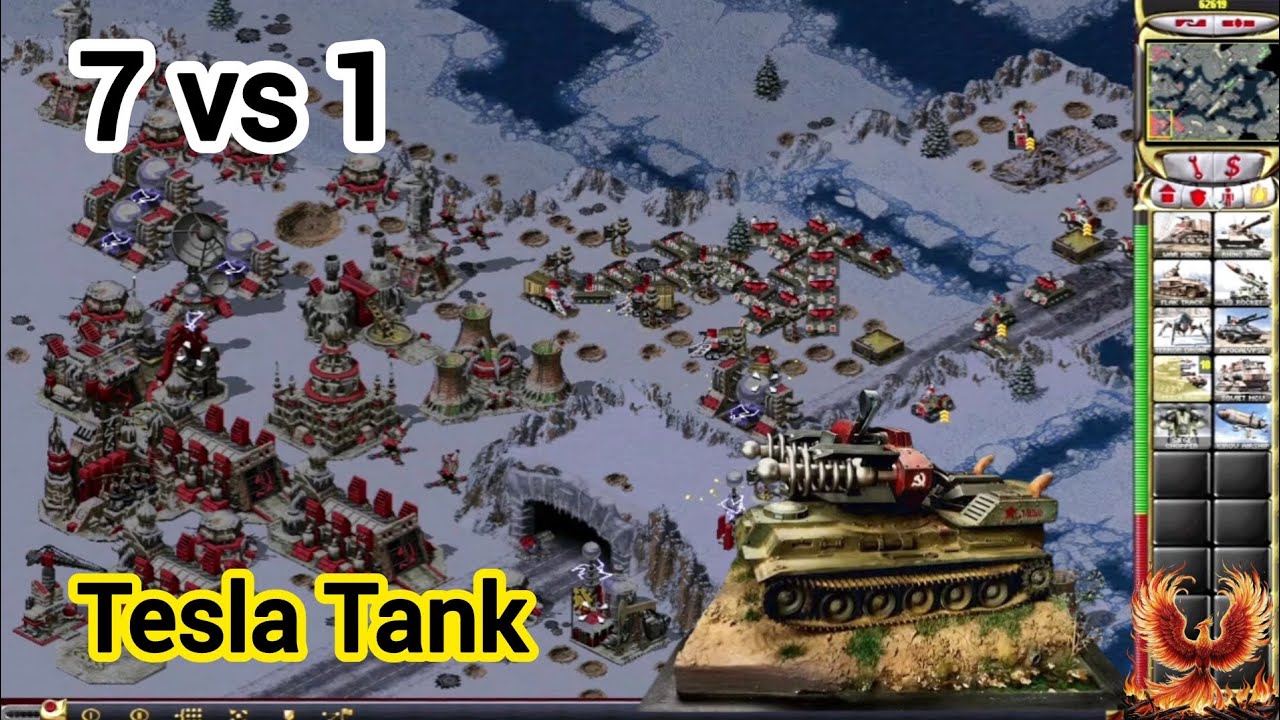 Red Alert 2 (7 vs 1) Tesla Tank in power Siberia Zoom3000 edition Yuris ...