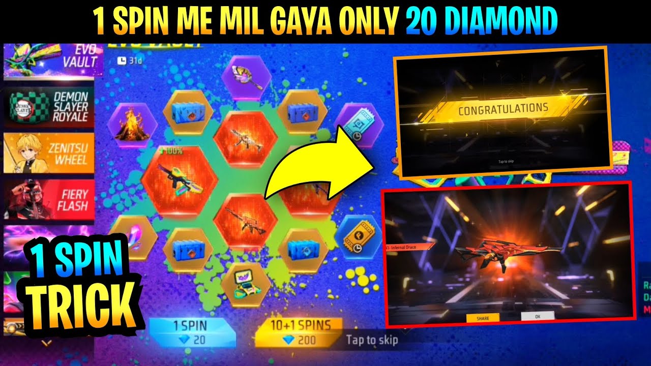 Evo Vault Event 20 Diamond Spin Trick 😍 #ffvideoinhindi - YouTube