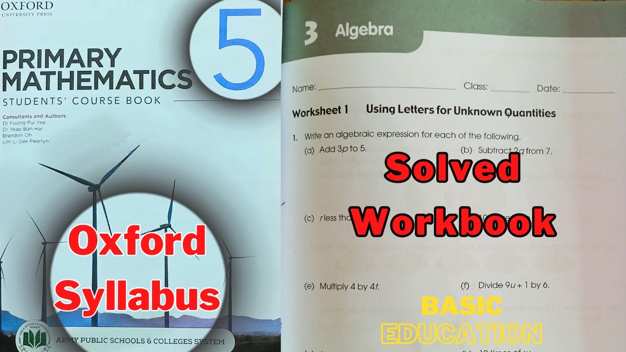 Solved Workbook Algebra Class 5 Maths Oxford Syllabus | Basic Education ...