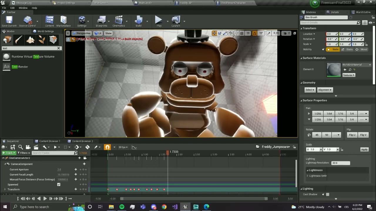 Freeroam FNAF in Unreal Engine 4 TUTORIAL #9 - Jumpscare! - YouTube
