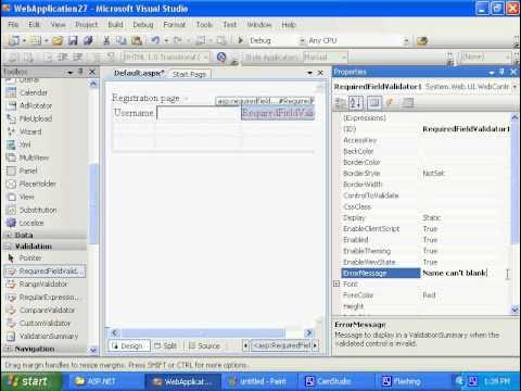 ASP.NET Tutorial-RequiredFieldValidator control - YouTube