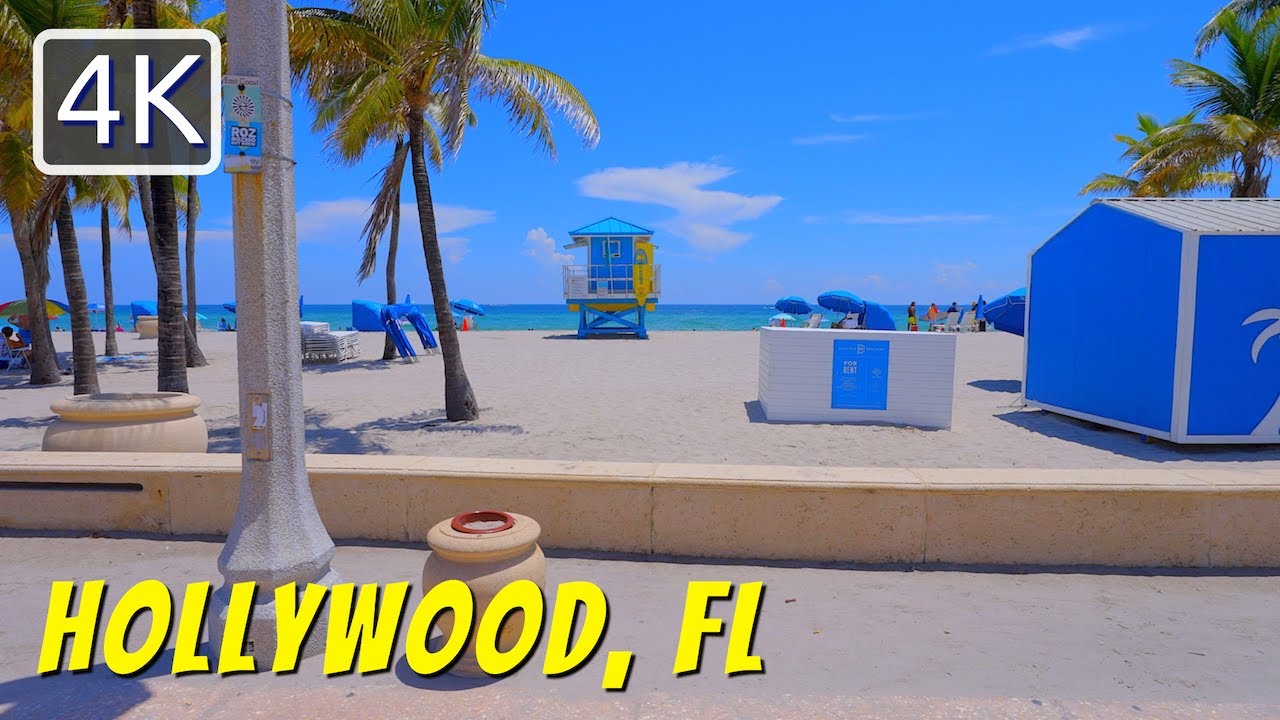[4K] Hollywood Broadwalk, Hollywood Beach, Hollywood Florida, August ...