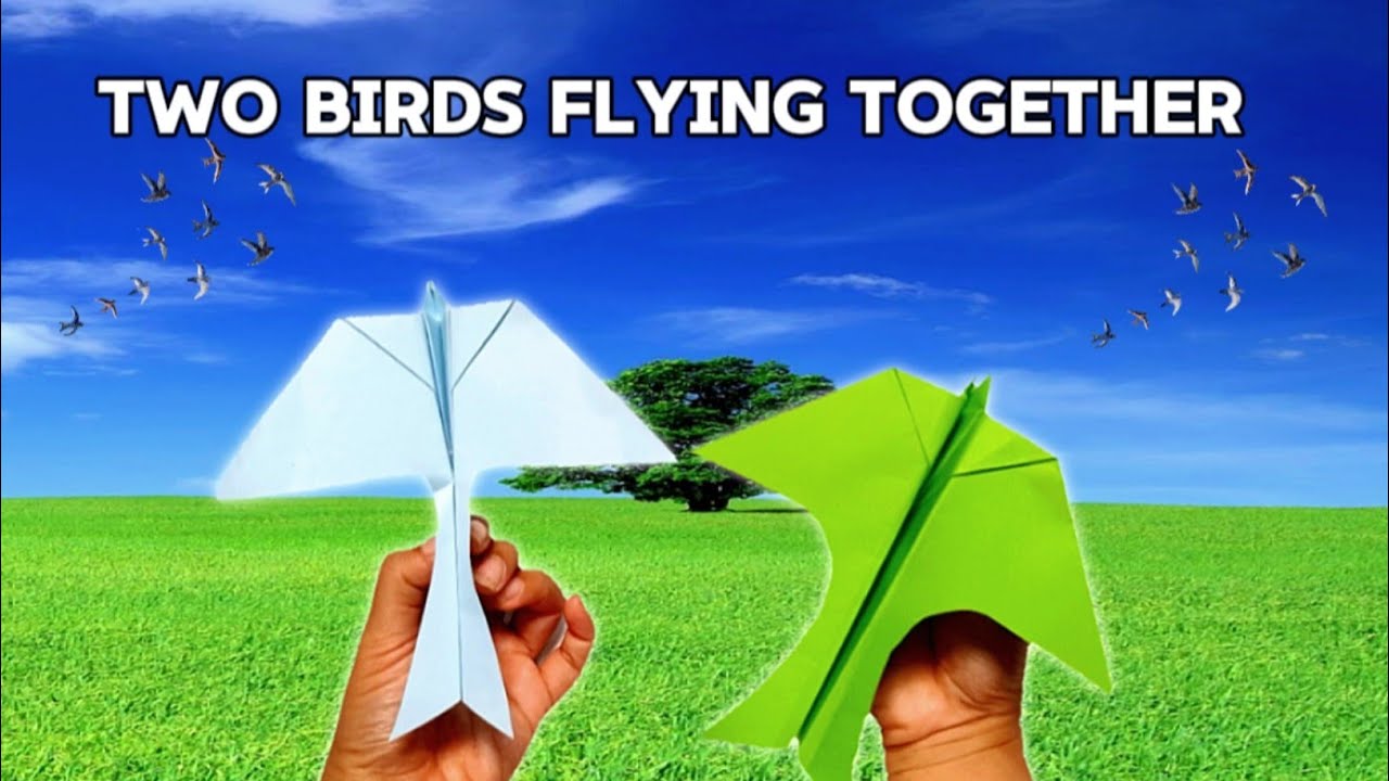 2 amazing Paper Flying toys - "how to make a paper Airplane two birds ...