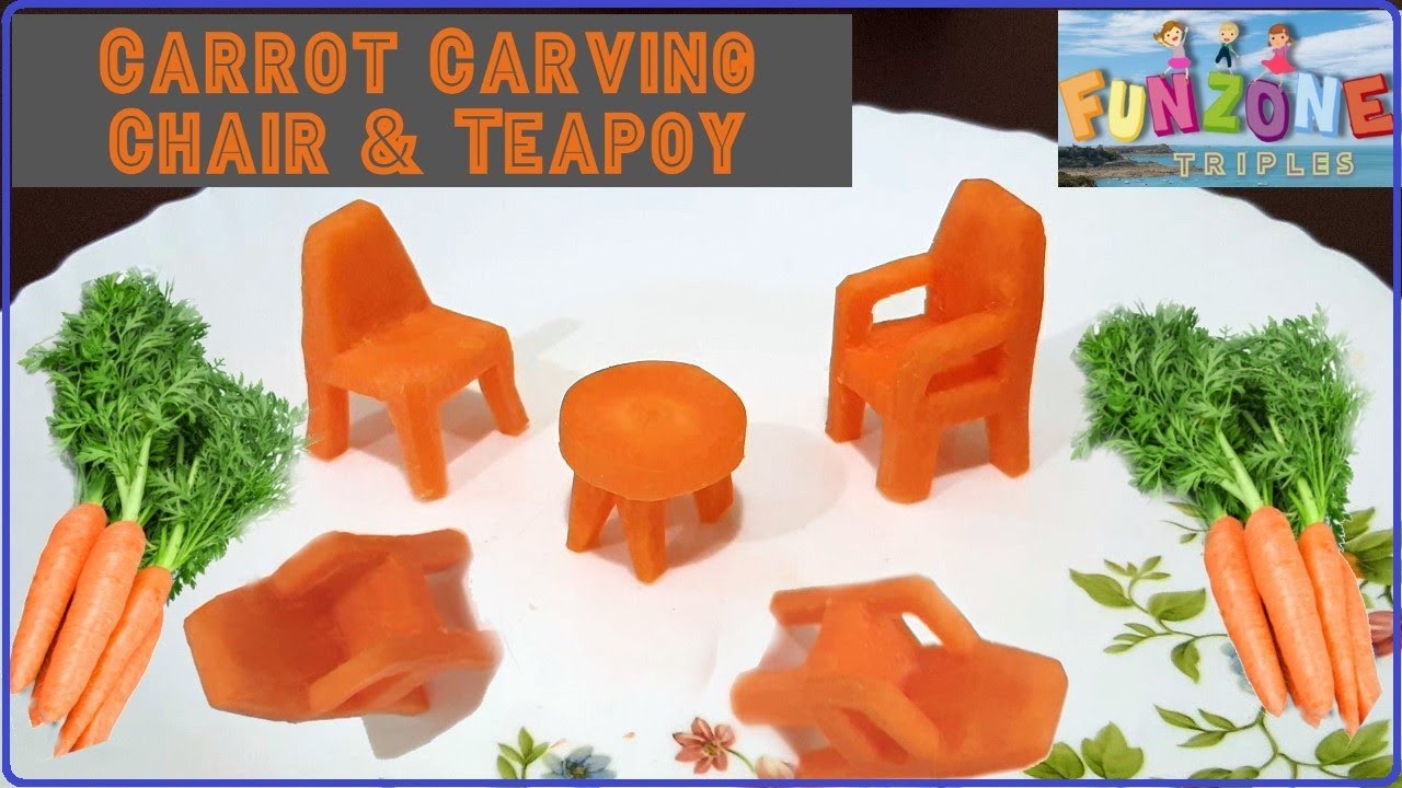 Carrot Carving Beautiful Chair and Teapoy - YouTube