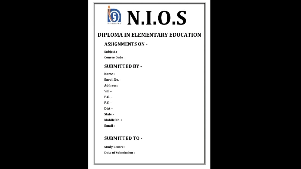 Download NIOS D.EL.ED ASSIGNMENT Design - YouTube