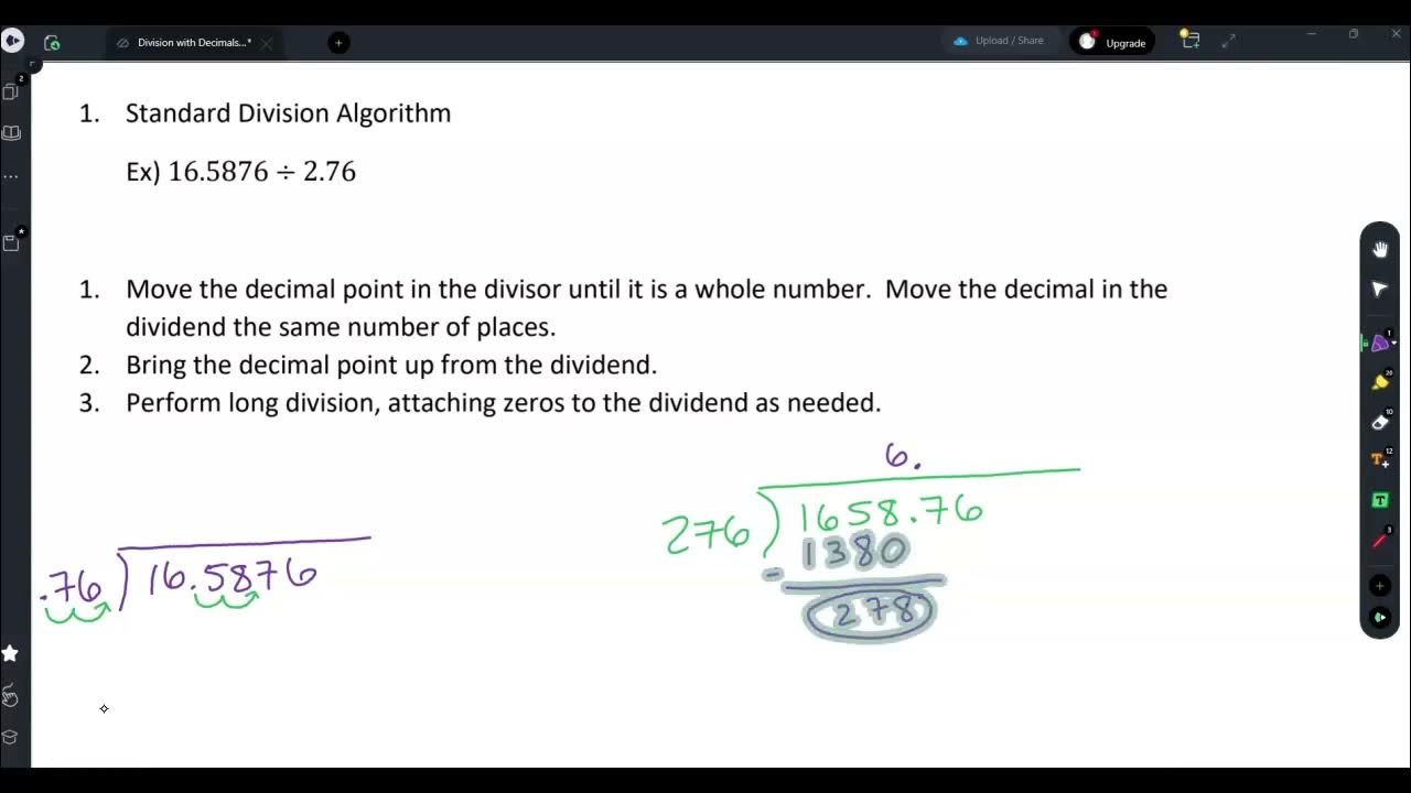 Dividing Decimals Using the Standard Long Division Algorithm - YouTube