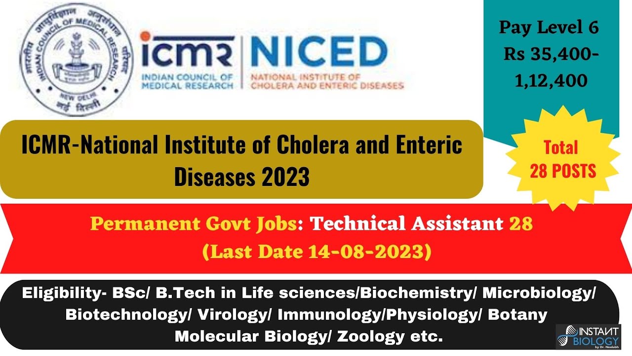 ICMR NICED Recruitment 2023| Permanent Govt. Jobs| Technical Assistant ...