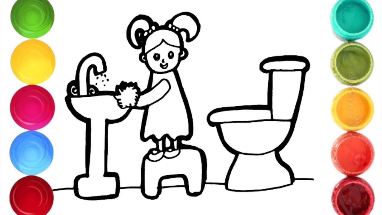 Drawing and Colouring a Girl Washing Her Hands|| Drawing For Kids - YouTube