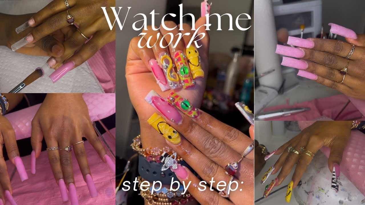 Watch me work as a BEGINNER NAIL TECH🤩🤩🌸 - YouTube