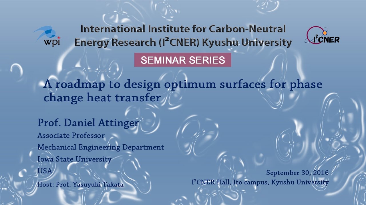 2016/9/30 I²CNER Seminar Series Prof. Daniel Attinger - YouTube