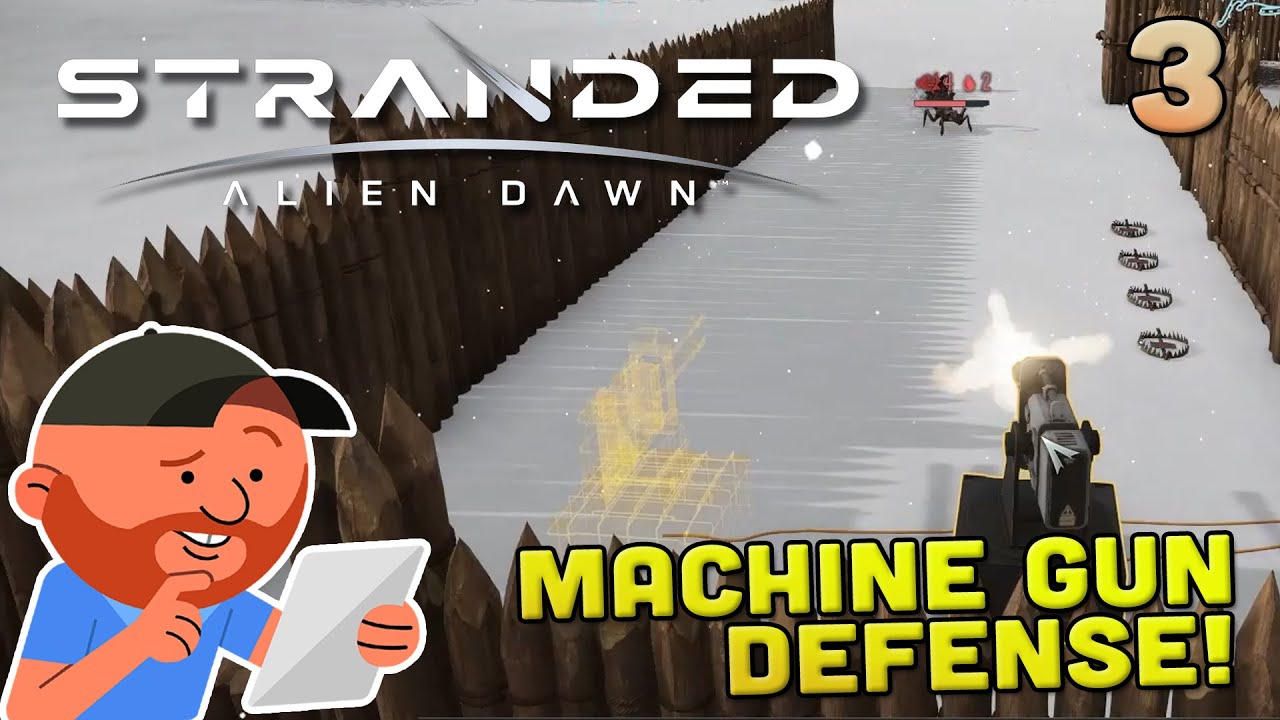 Stranded: Alien Dawn 03 | "Rest by the warmth of the machine gun turret ...