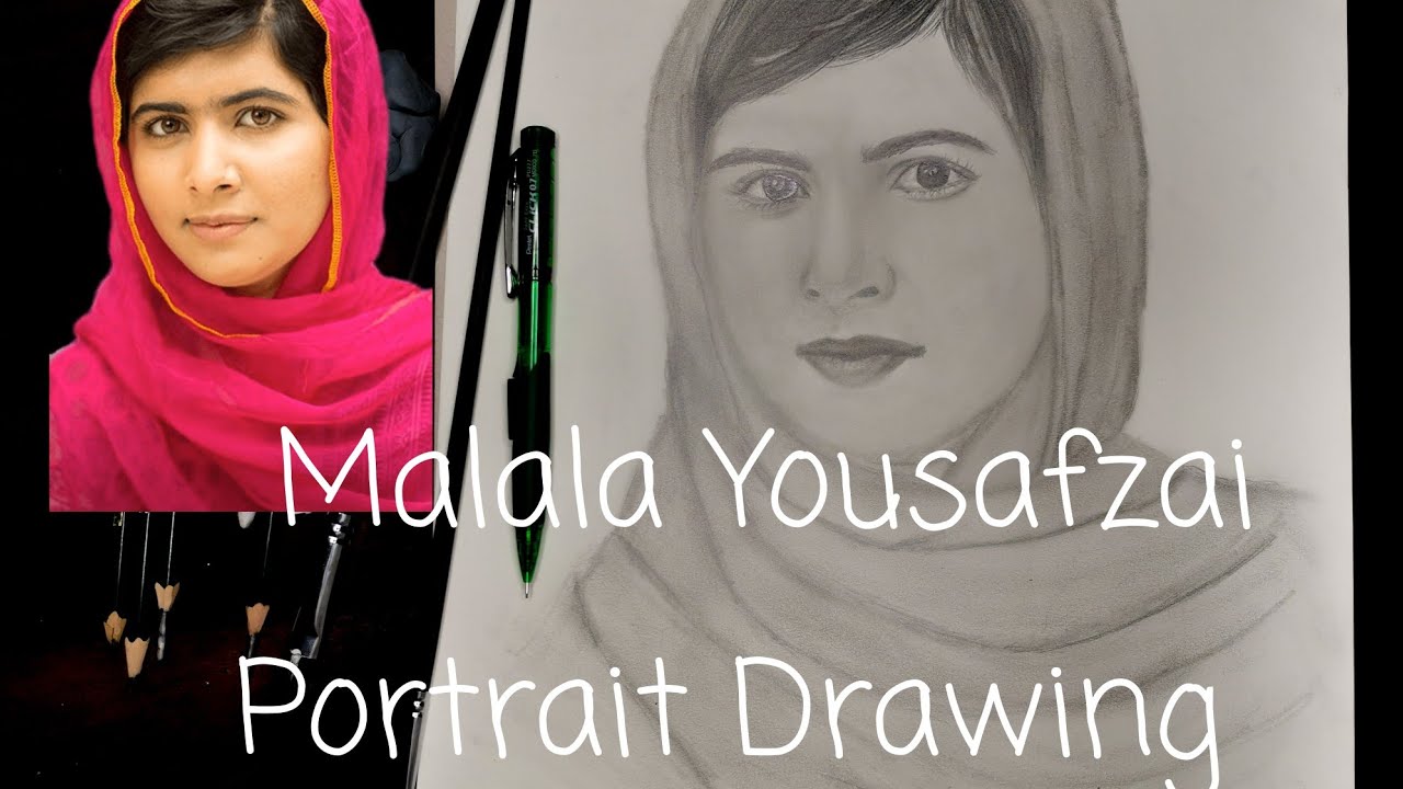 Malala Yousafzai Portrait Drawing (Time Lapse) - YouTube