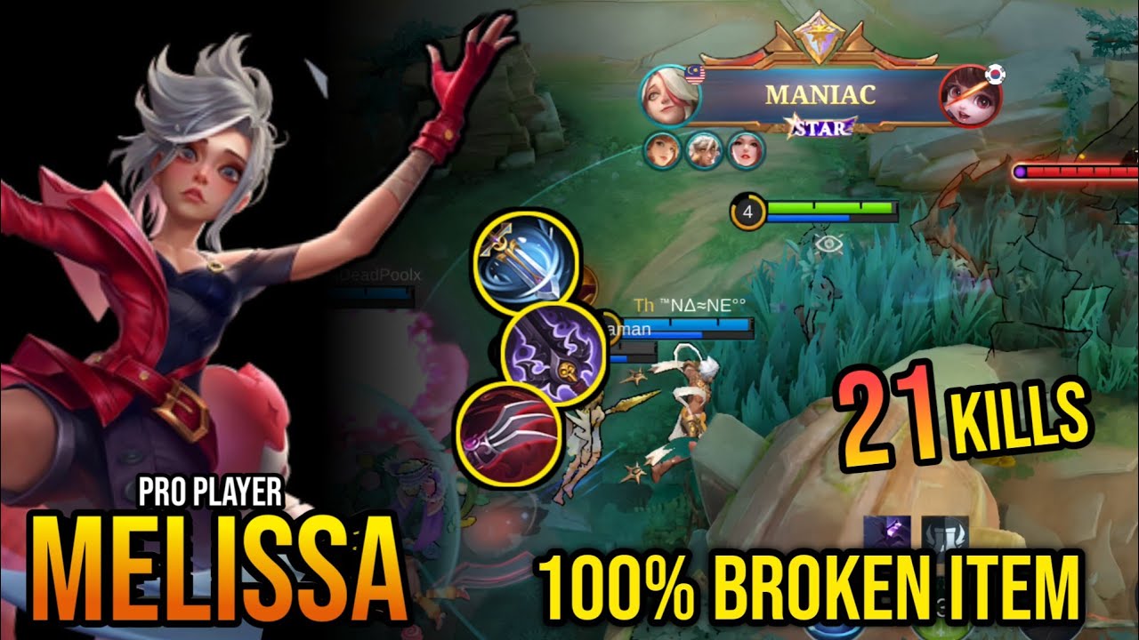 21 Kills + MANIAC!! Instant Kill Build Melissa MVP 14.0 Points | Build ...