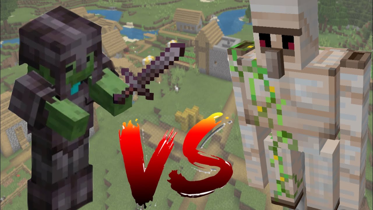 Full Netherite Armor Zombie VS Iron Golem - YouTube