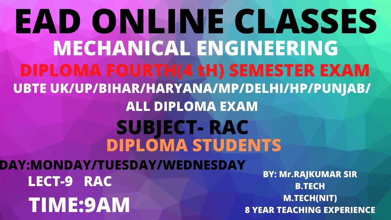 RAC |MECHANICAL| for DEPLOMA FOURTH(4TH)SEMESTER EXAM BY RAJKUMAR SIR 7 ...