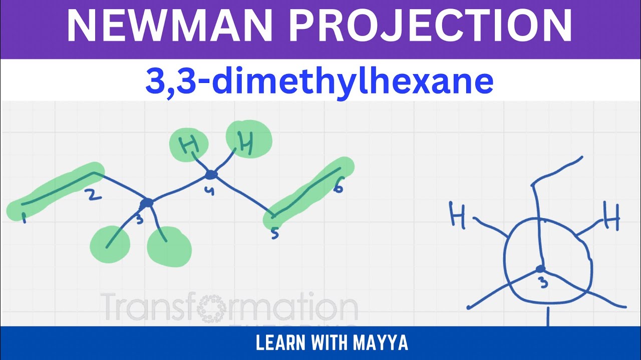 Newman Projection of 3,3-dimethylhexane - YouTube