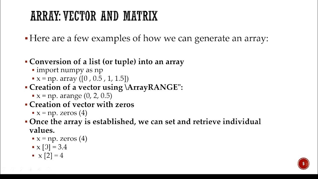 Lecture 17: Numpry Library, Arrays - YouTube
