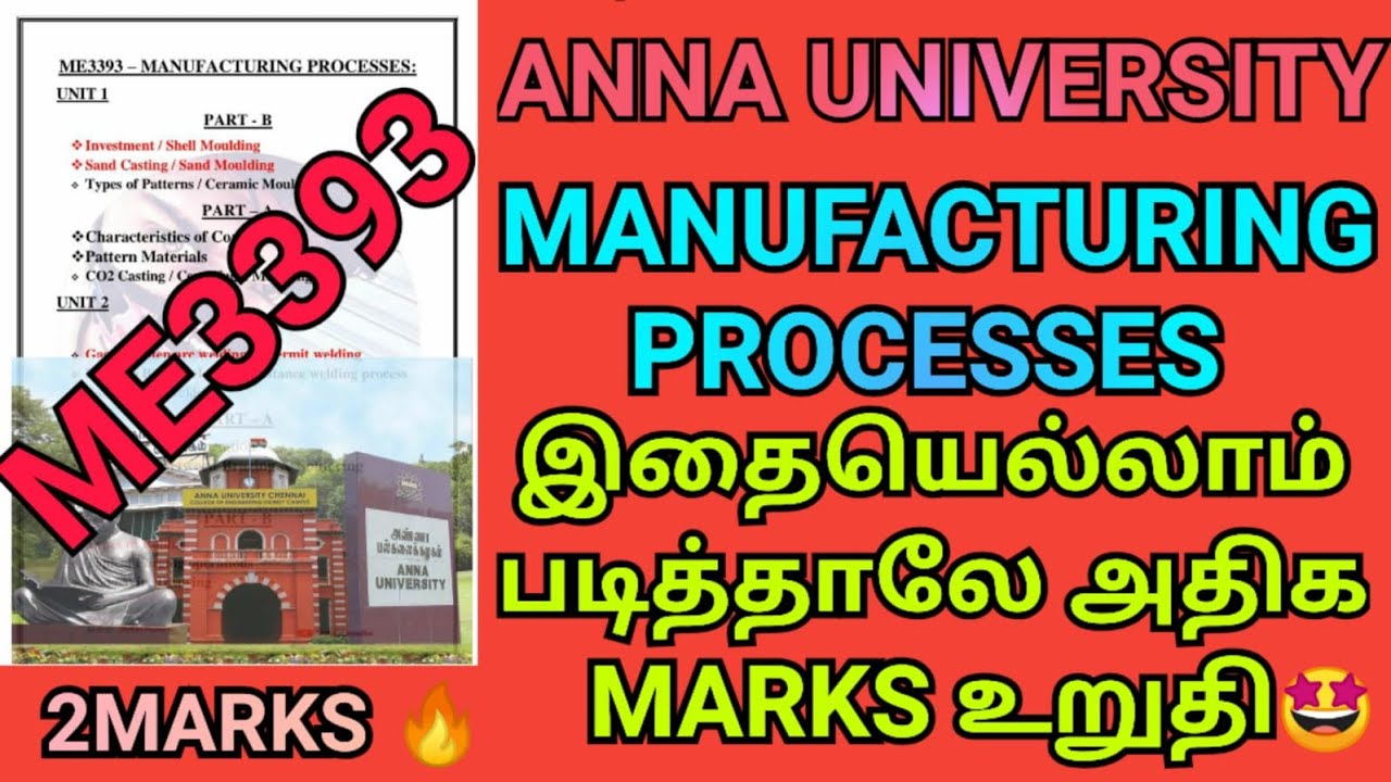 Engineering 2nd Year Manufacturing Processes Important Questions | Anna ...
