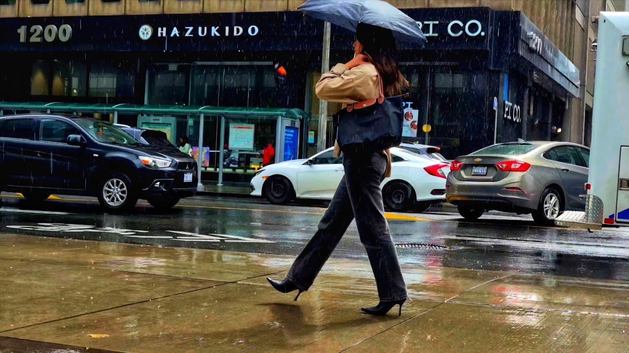 Walking Through Rain – Toronto in Motion | Cinematic Street Loop in ...