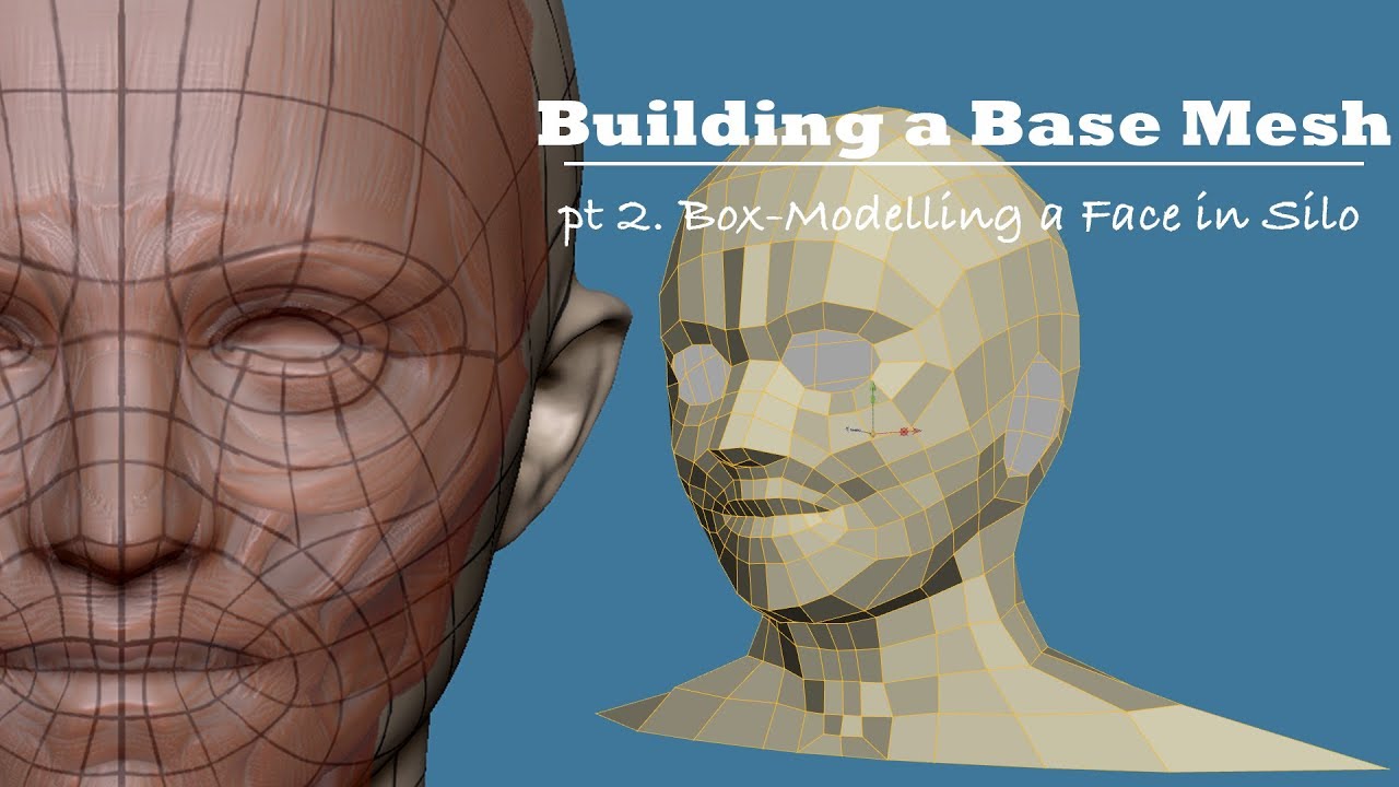 Building a Base Mesh pt 2: Box-modelling a face in Silo - YouTube