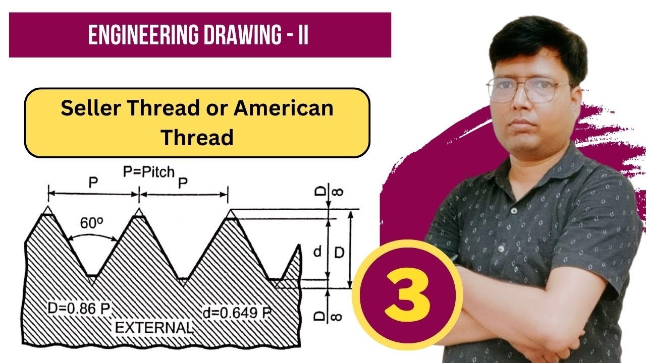 03. Seller Thread or American Thread // Engineering Drawing 2nd // 2nd ...