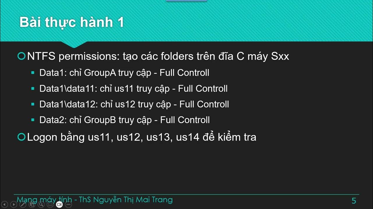 Windows Server 2019 - Tạo users, groups - Cấu hình NTFS permission - YouTube