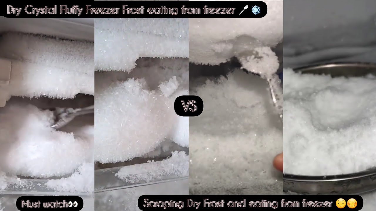 Frozen Freezer 🤤eating and scraping Dry Freezer Frost 😌Dry Fluffy ...