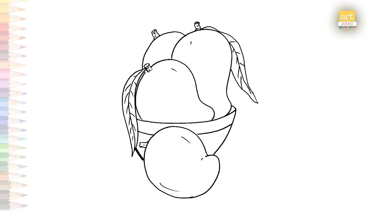 Mango fruit basket drawing video | Mango drawings | How to draw Mangoes ...