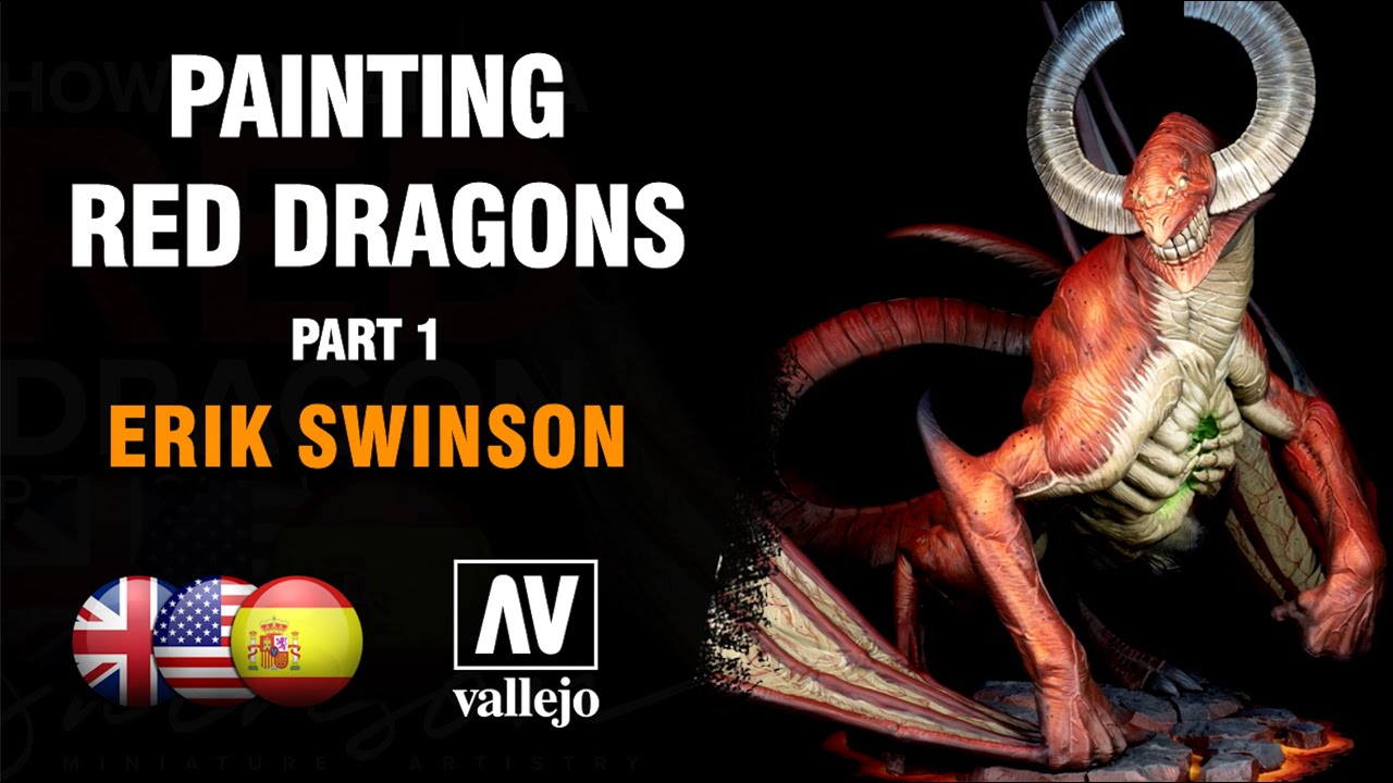 🇺🇸🇬🇧🇪🇸 PAINTING a RED DRAGON using new "FIRE DRAGONS" paint set by Erik ...