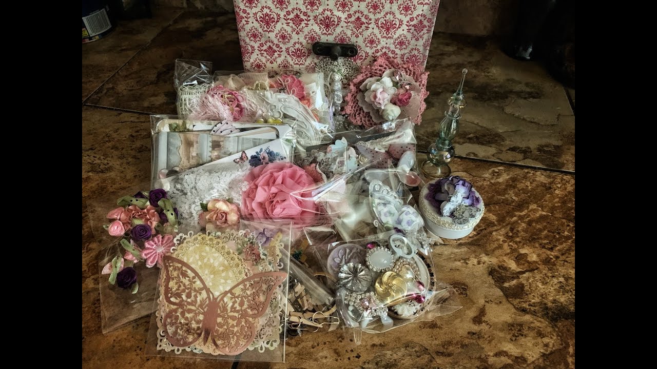 Lets embellish a vintage box and fill it with embellishments - YouTube