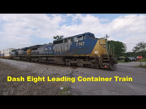 Dash Eight Leading CSX Double Stack Train - YouTube